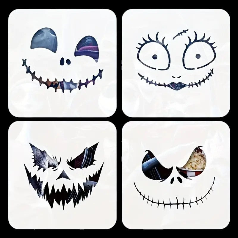 4pcs Creative Nightmare Before Christmas Jack and Sally Stencils, 4x4 ...