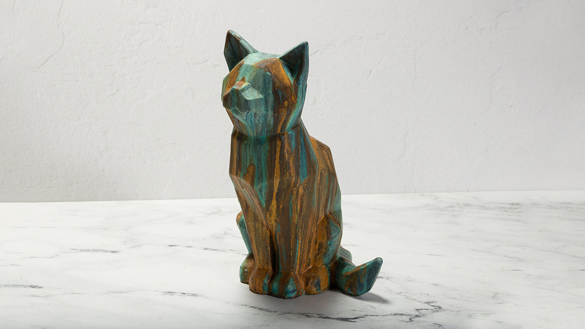 AGED METALLIC FACETED CAT – River Craft Ceramics