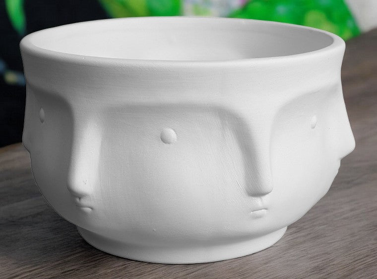 Abstract Faces Ceramic Planter – River Craft Ceramics