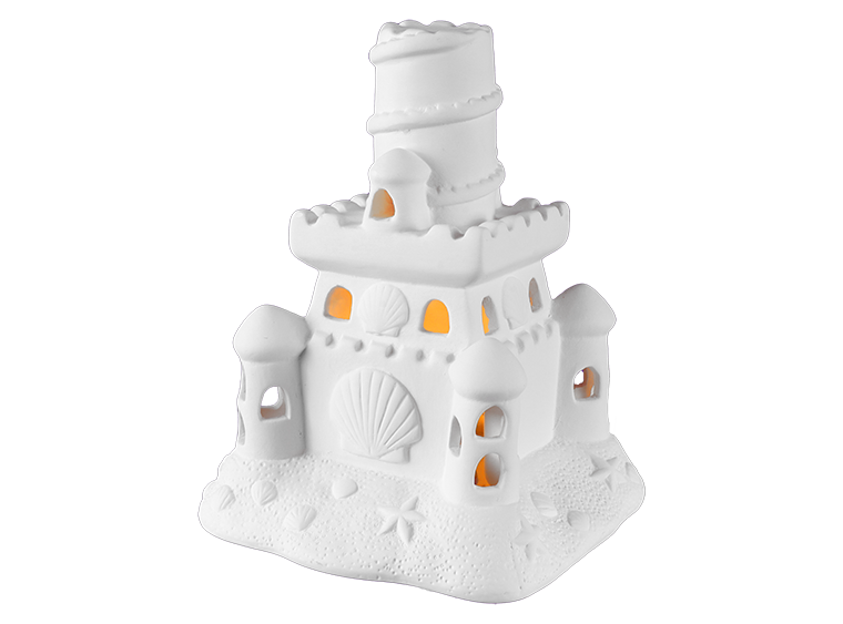 Paint Your Own Lighted Sand Castle - Ceramic Bisque, Unpainted Beach D ...