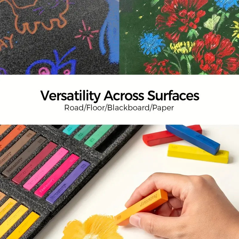 Long Soft Chalk Pastels Set, 72 Sticks, Includes 5 Fluorescent Colors ...