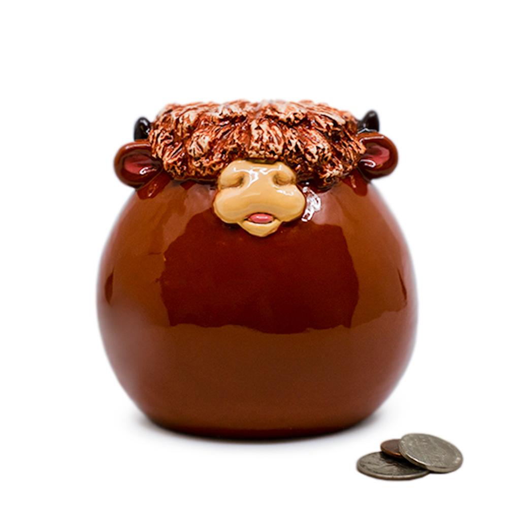 Pudgy Highland Cow Bank – River Craft Ceramics
