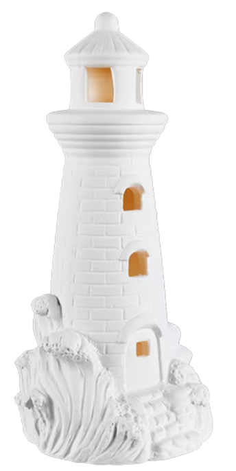 Lighted Lighthouse with Wave – River Craft Ceramics