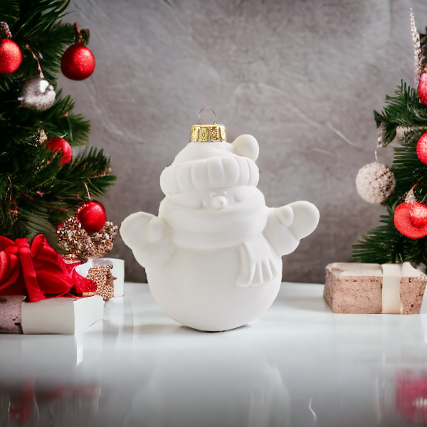 "Adorable Ceramic Bisque 3-D Snowman Ornament | Perfect Christmas Gift ...