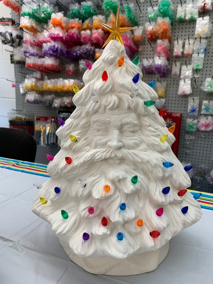 Santa Claus Face Light Up Christmas Tree – River Craft Ceramics