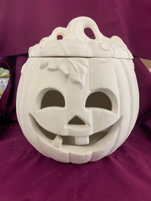Large Halloween Pumpkin w/ Leaves lid – River Craft Ceramics